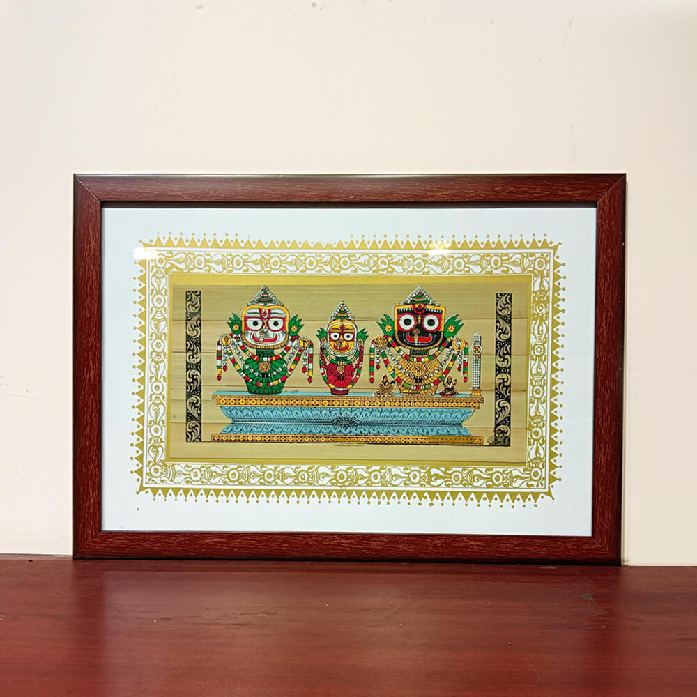 JAGANNATH, BALABHADRA & SUBHADRA PALM LEAF PAINTING - Utkalika Odisha