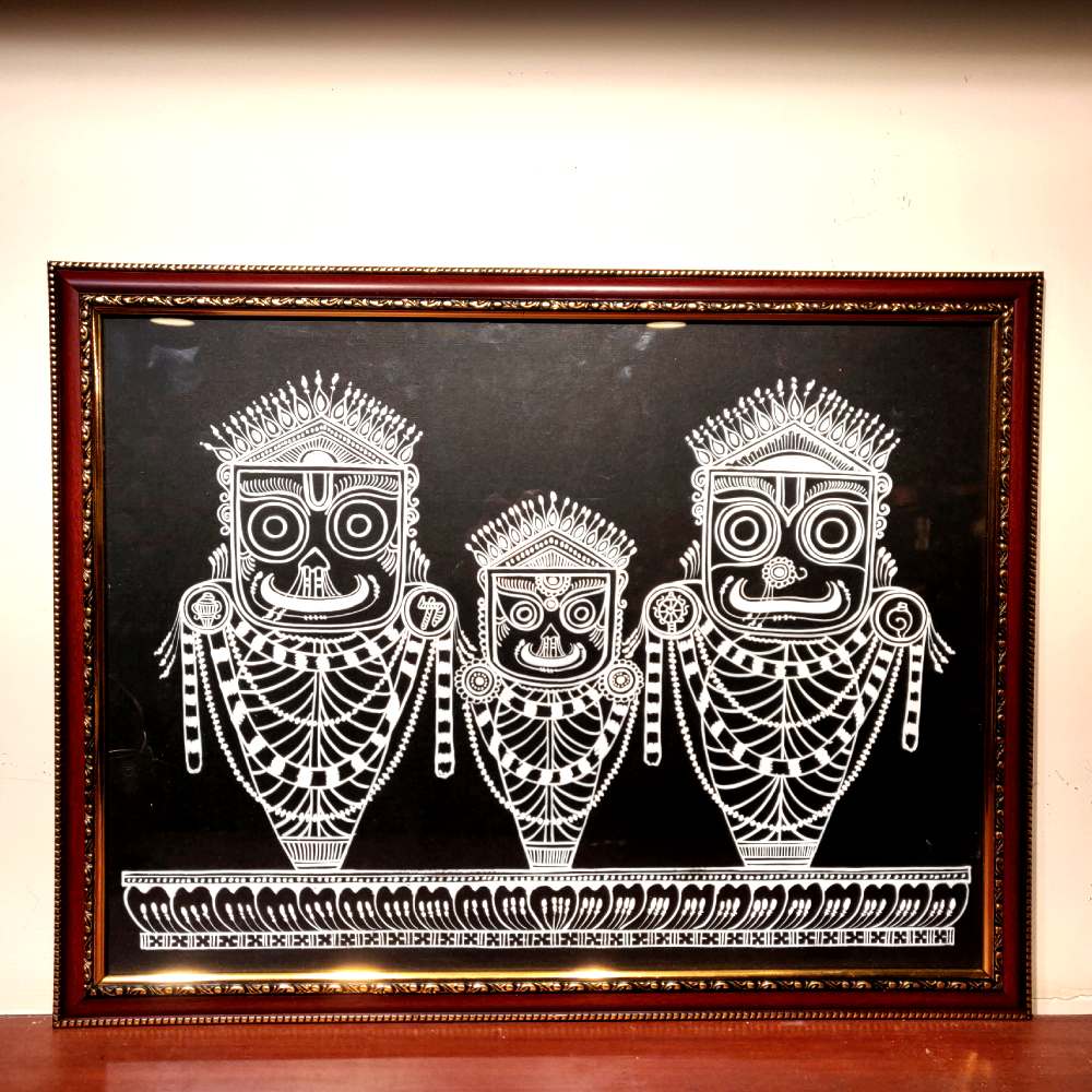 Fine Art Painting Of Lord Jagannath Balabhadra & Subhadra - Utkalika Odisha