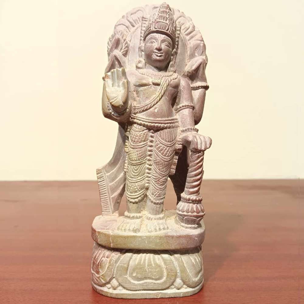 VISHNU PINK STONE STATUE - Utkalika Odisha
