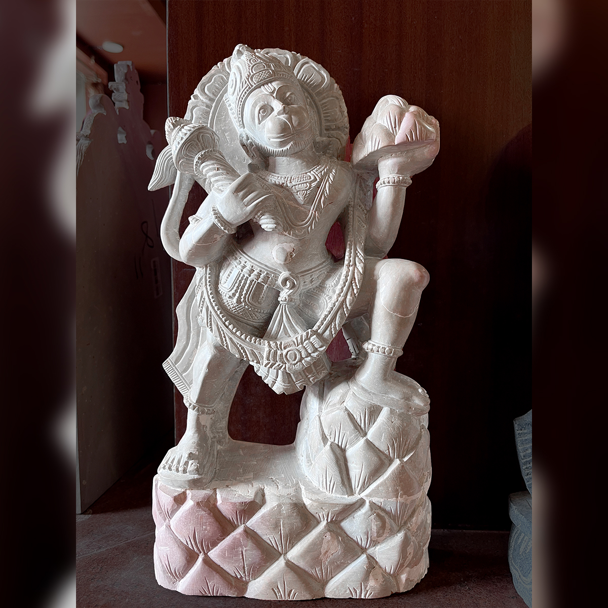 Lord Hanuman Pink Stone Statue - Utkalika Odisha