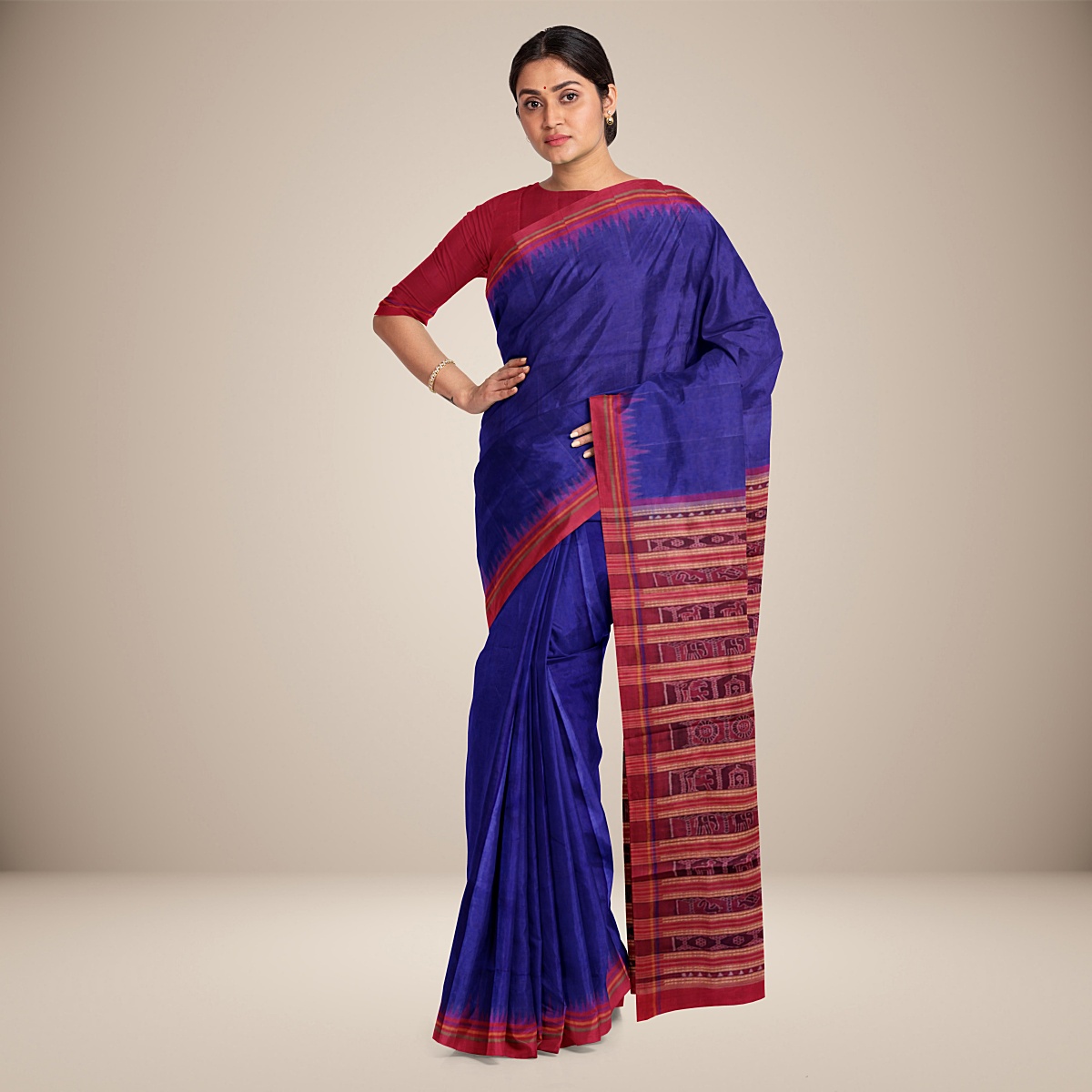 Foda Kumbha Border Tussar Silk Saree - Utkalika Odisha