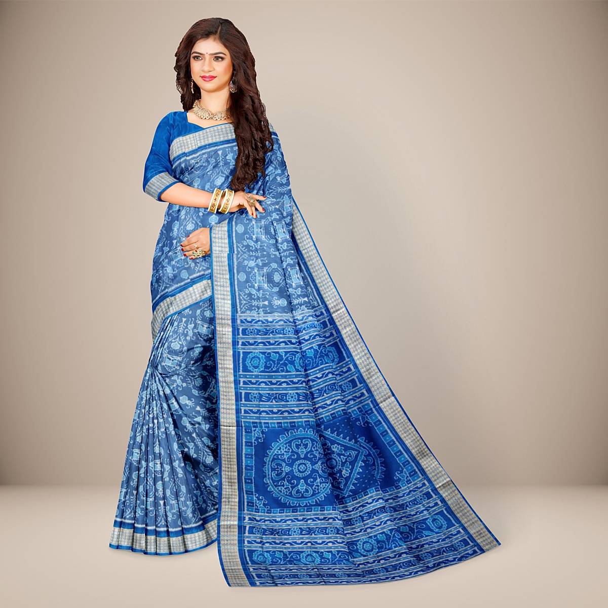 Rudrakhya Border Body Bandha Sambalpuri Silk Saree - Utkalika Odisha