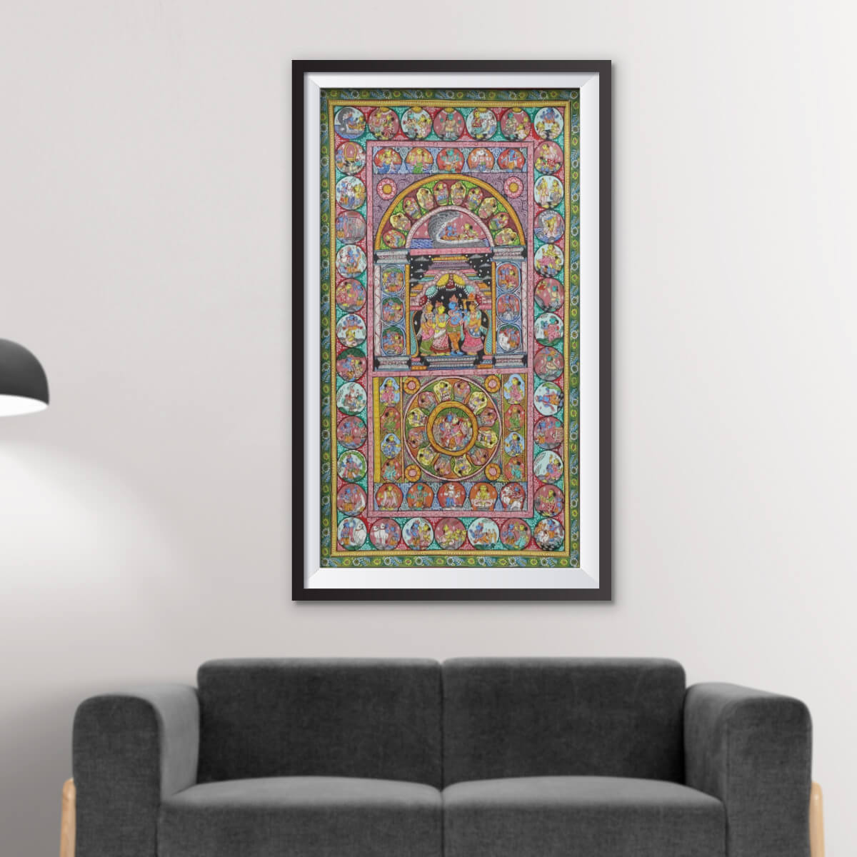 Patta Painting of Krishna Leela and Vishnu Dashavatar - Utkalika Odisha