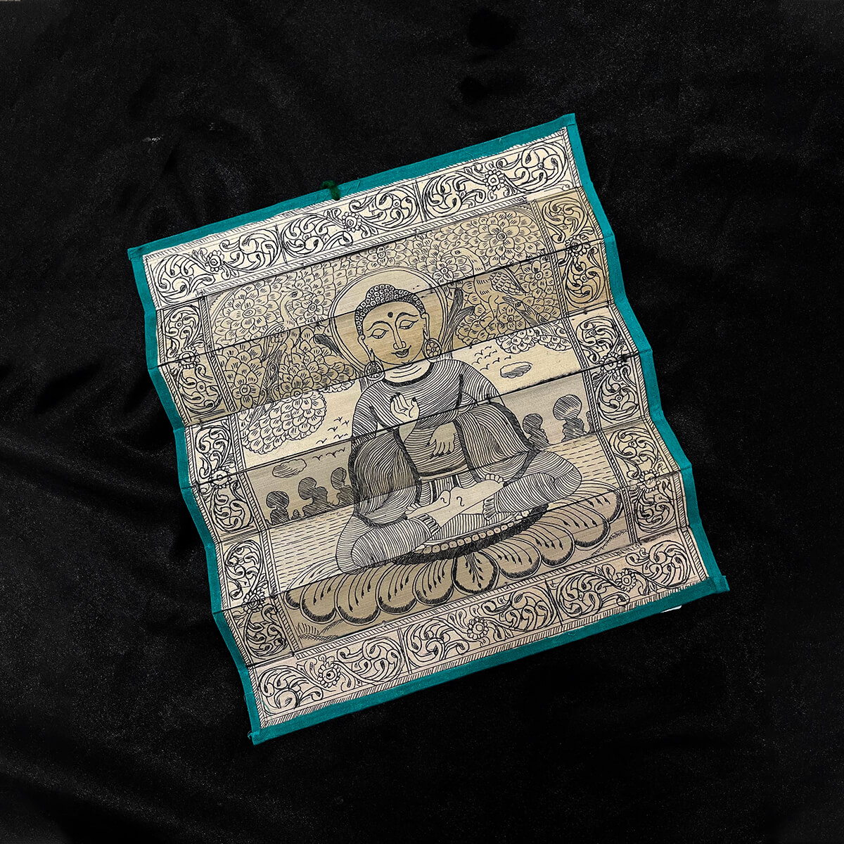 Palm leaf engraving of meditating Buddha - Utkalika Odisha