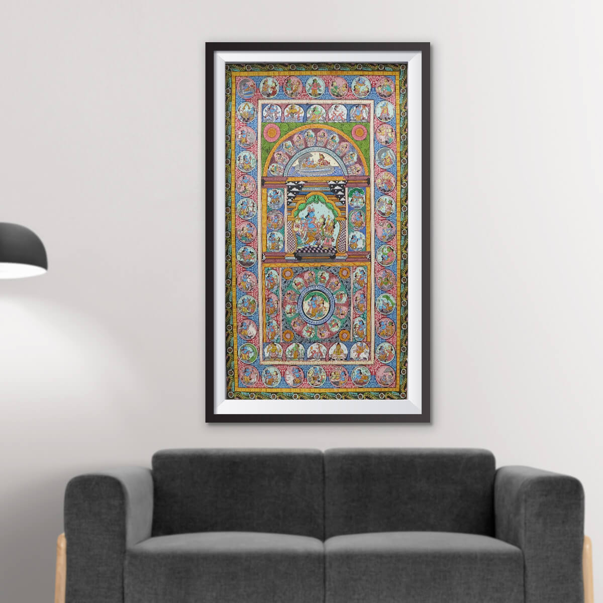 Patta Painting of Krishna Leela and Vishnu Dashavatar - Utkalika Odisha