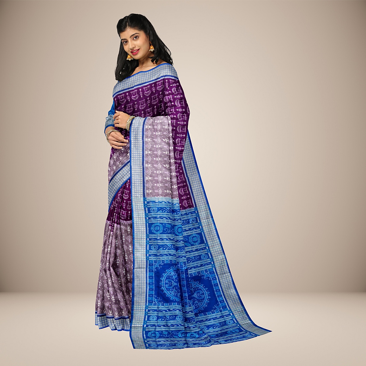 Half & Half Contrast Sambalpuri Silk Saree - Utkalika Odisha