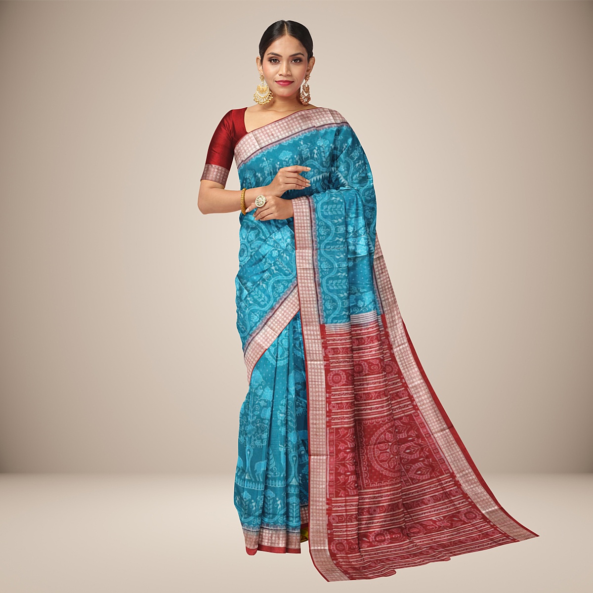 Intricate Multi Themed Motif Sambalpuri Silk Saree - Utkalika Odisha