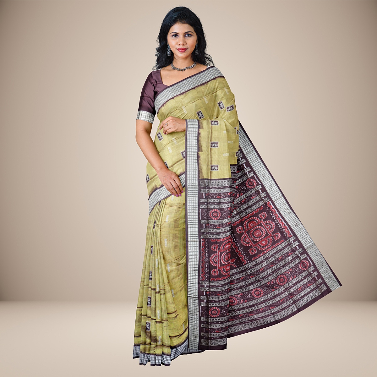Tribal Motifs Bomkai Silk Saree - Utkalika Odisha