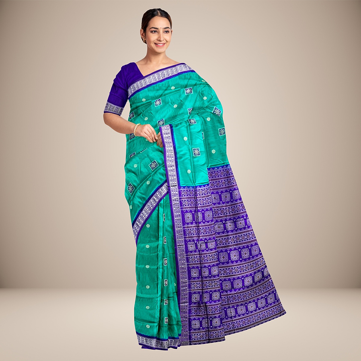 Modern Floral Motifs Bomkai Silk Saree - Utkalika Odisha