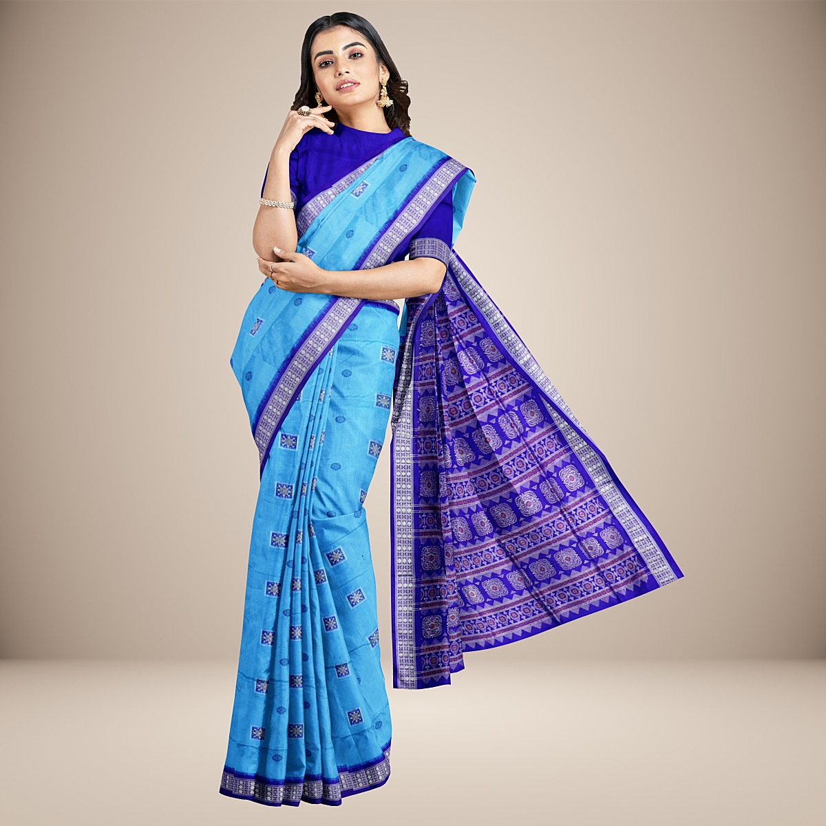 Modern Floral Motifs Bomkai Silk Saree - Utkalika Odisha