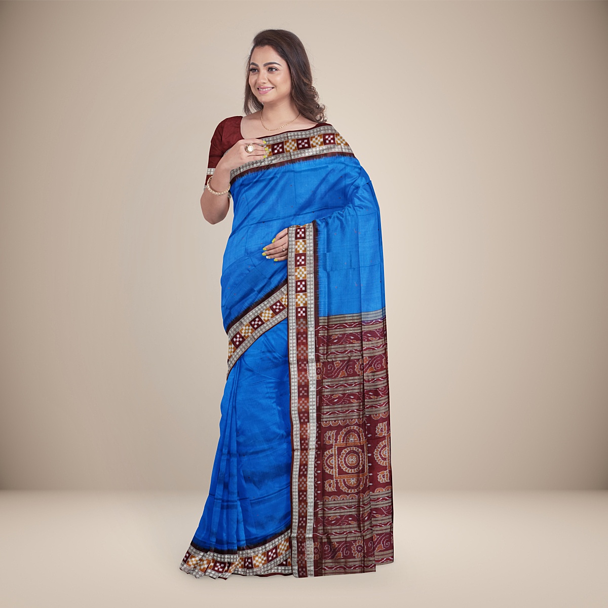 Mini Buti Body With Pasapali Motif Border Sambalpuri Silk Saree ...
