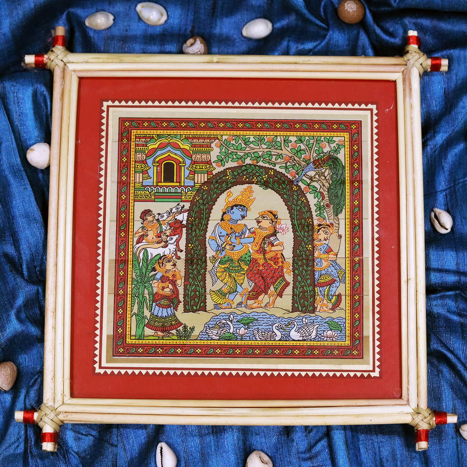 Radha Krishna Rasleela Lemon Grass Frame (Set of 2) - Utkalika Odisha