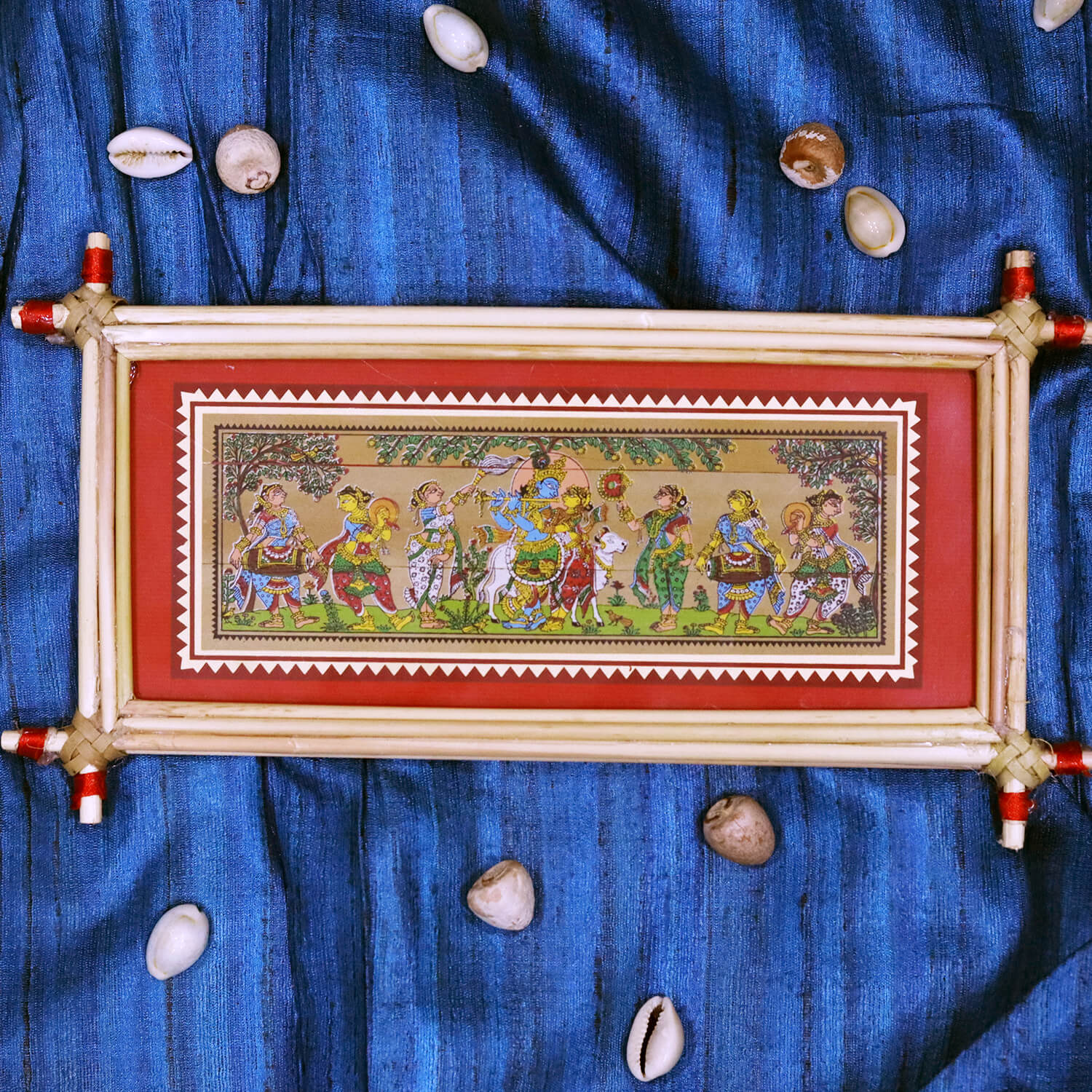 Radha Krishna Rasleela Lemon Grass Frame (Set of 2) - Utkalika Odisha