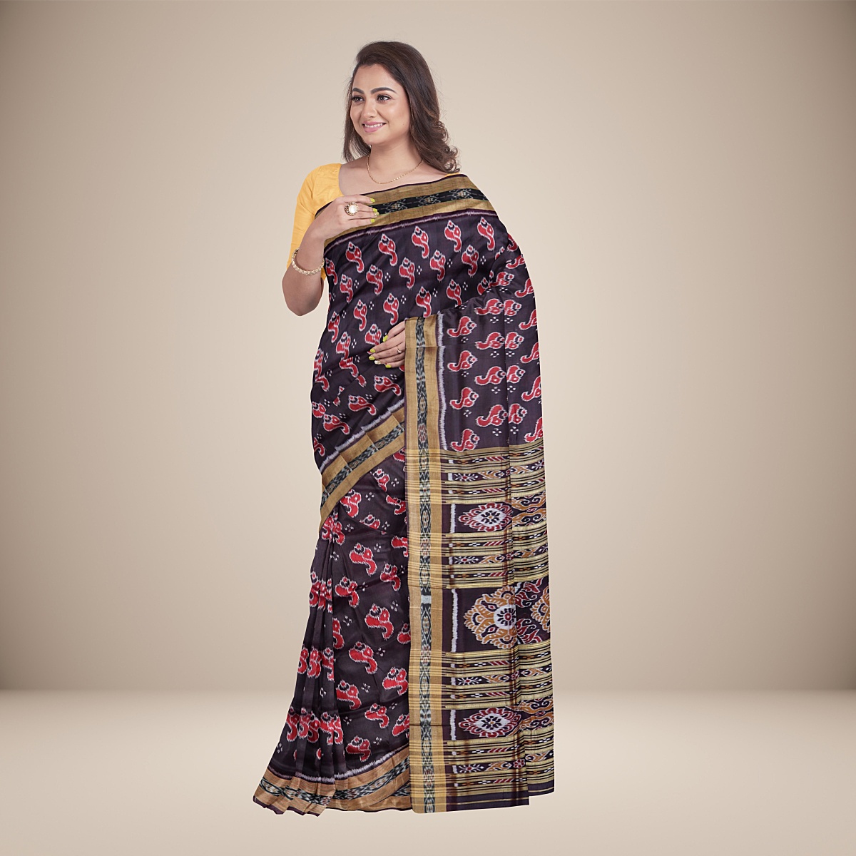 Elaborated Traditional Motif Khandua Silk Saree - Utkalika Odisha