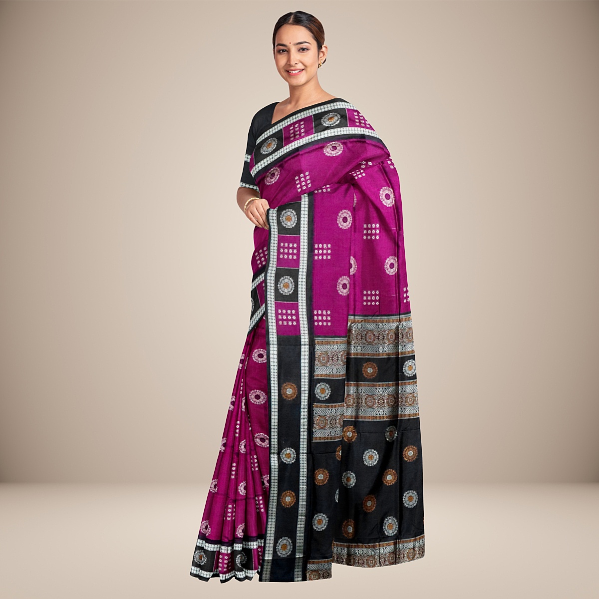 Floral Motif Bomkai Silk Saree - Utkalika Odisha