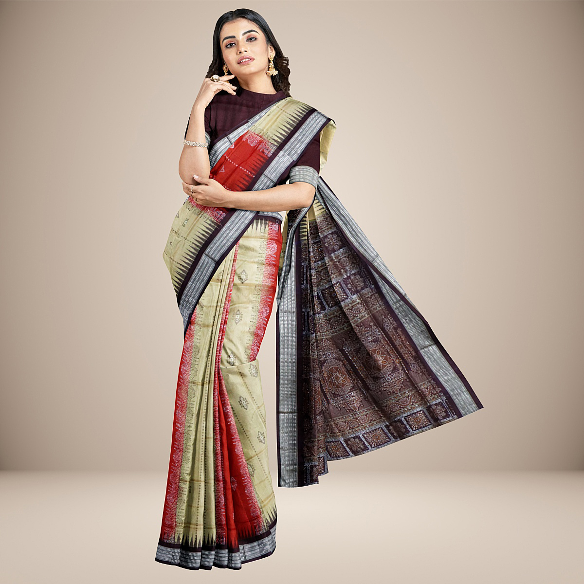 Dual Design Body Traditional Motif Bomkai Silk Saree - Utkalika Odisha