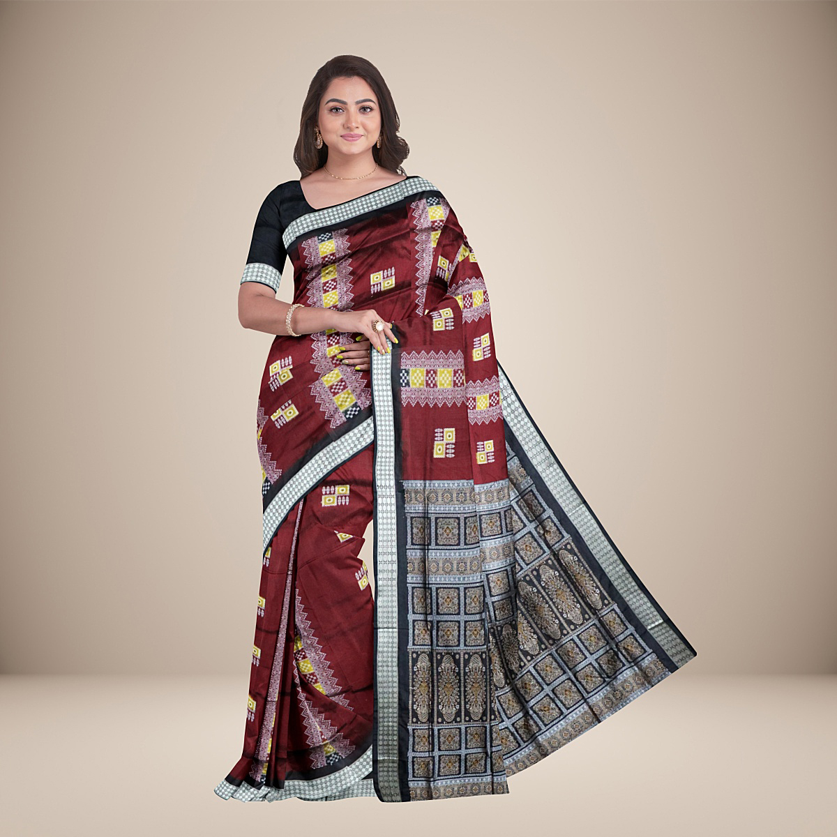 Traditional Motif Bomkai Silk Saree - Utkalika Odisha