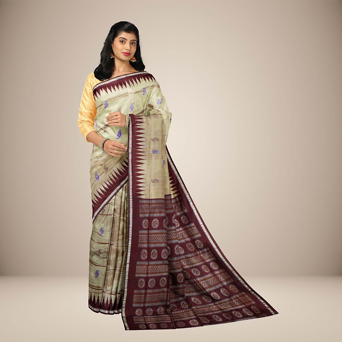 Traditional Motif Bomkai Silk Saree - Utkalika Odisha