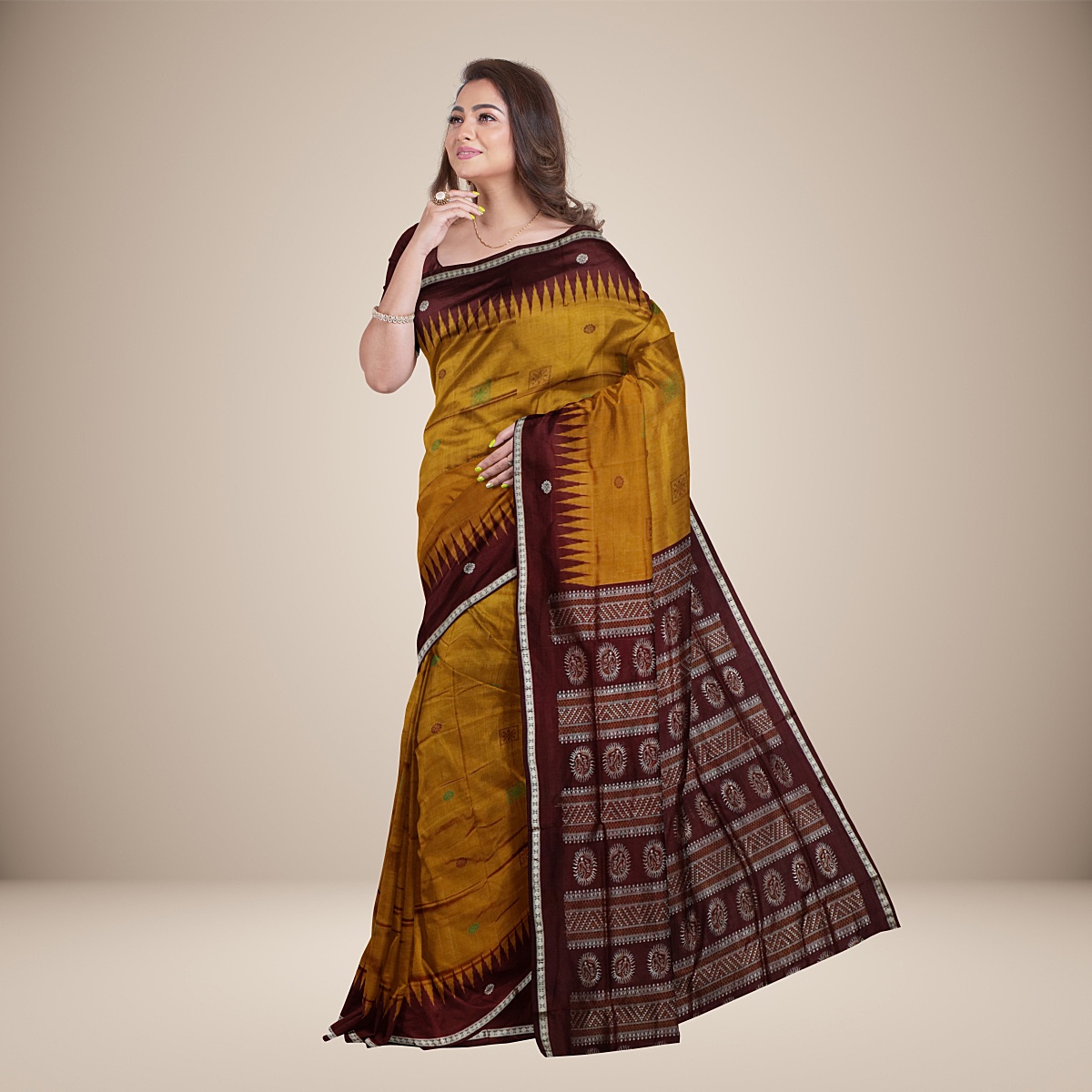 Traditional Motif Bomkai Silk Saree - Utkalika Odisha