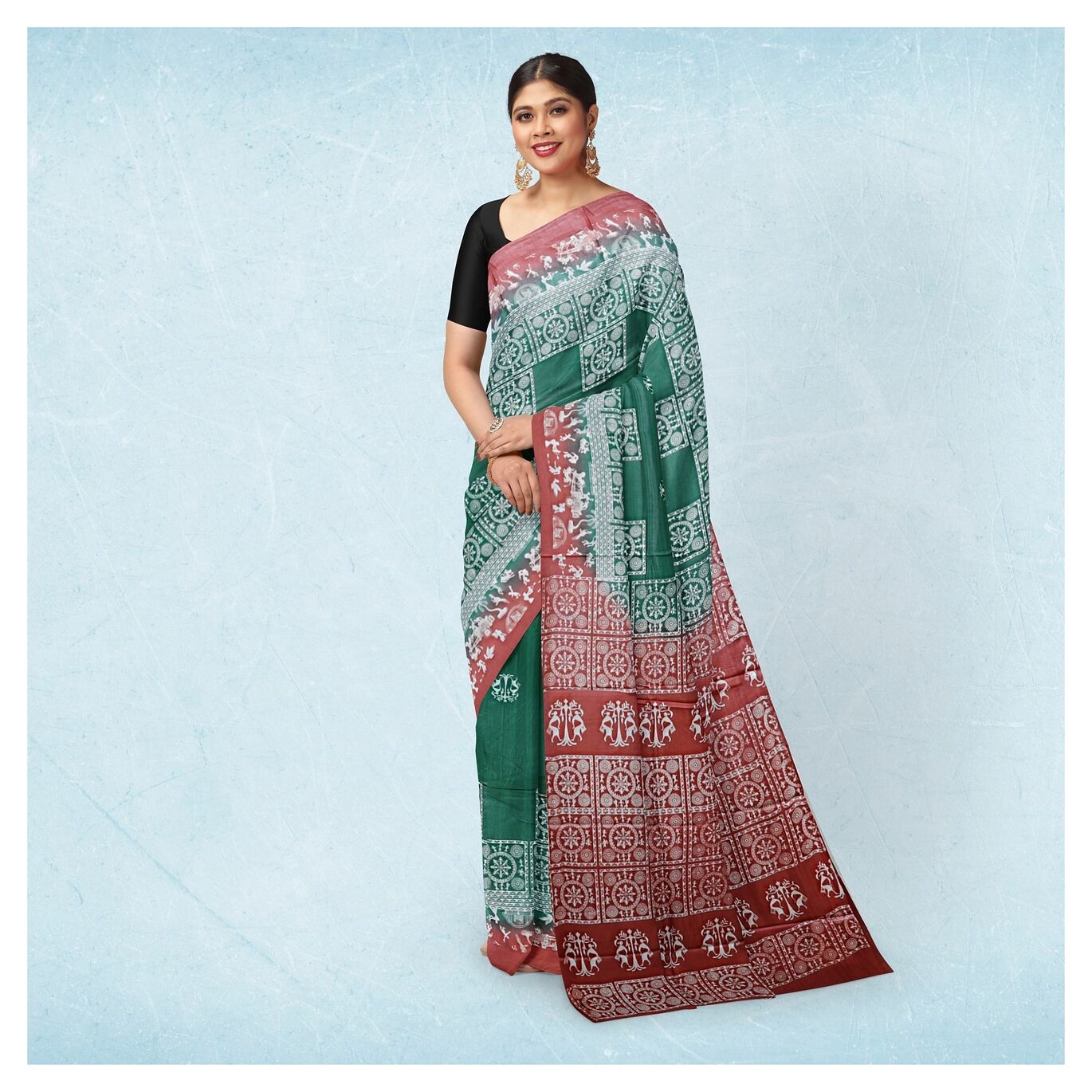Dark Slate Gray Tribal Eri Silk Saree - Utkalika Odisha