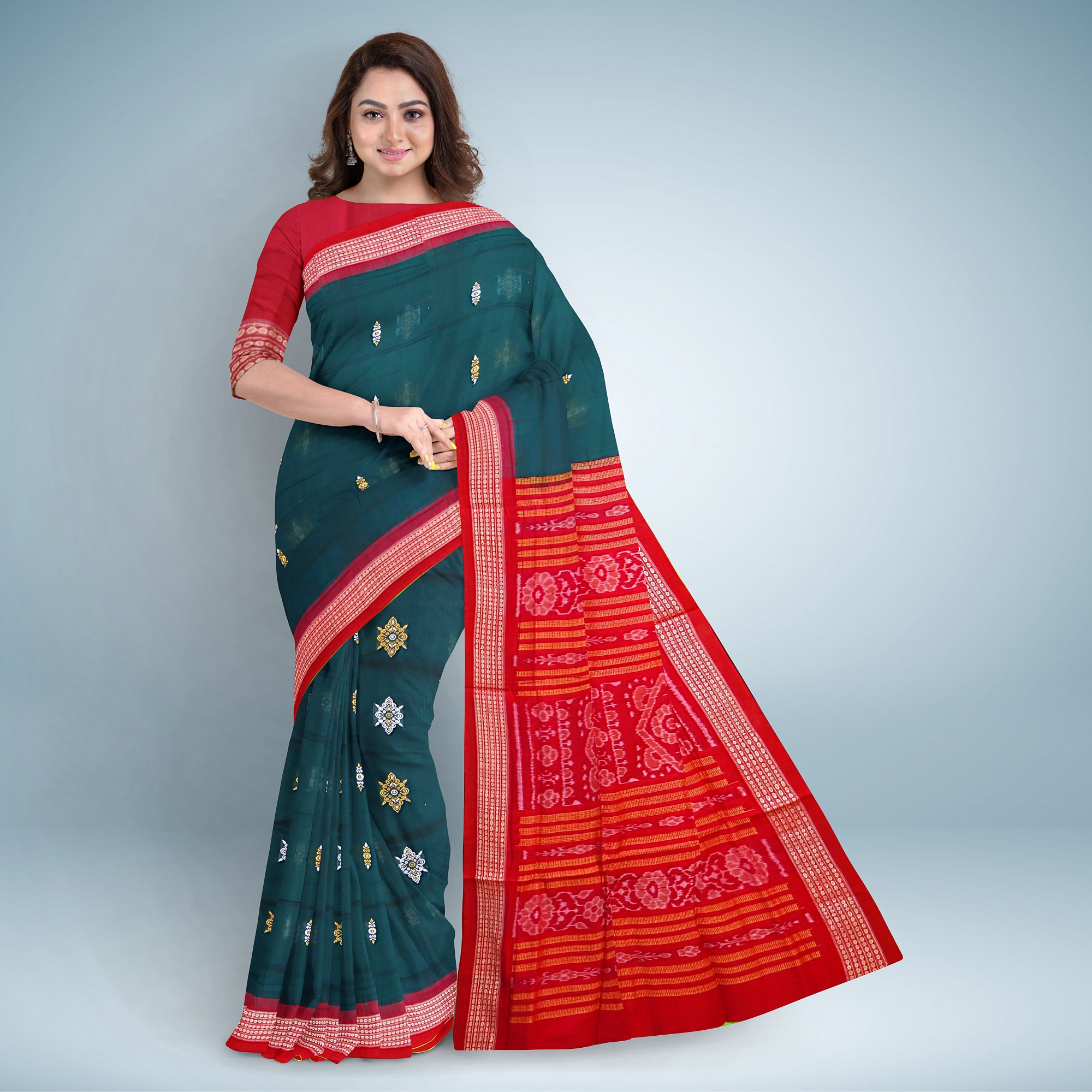 Japanese Indigo Bomkai Cotton Saree - Utkalika Odisha