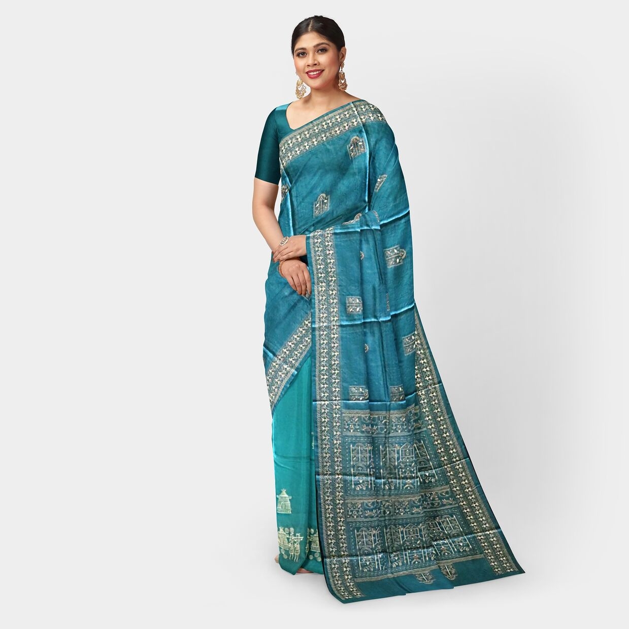 Zomp Color Tribal DesignTussar Silk Saree - Utkalika Odisha