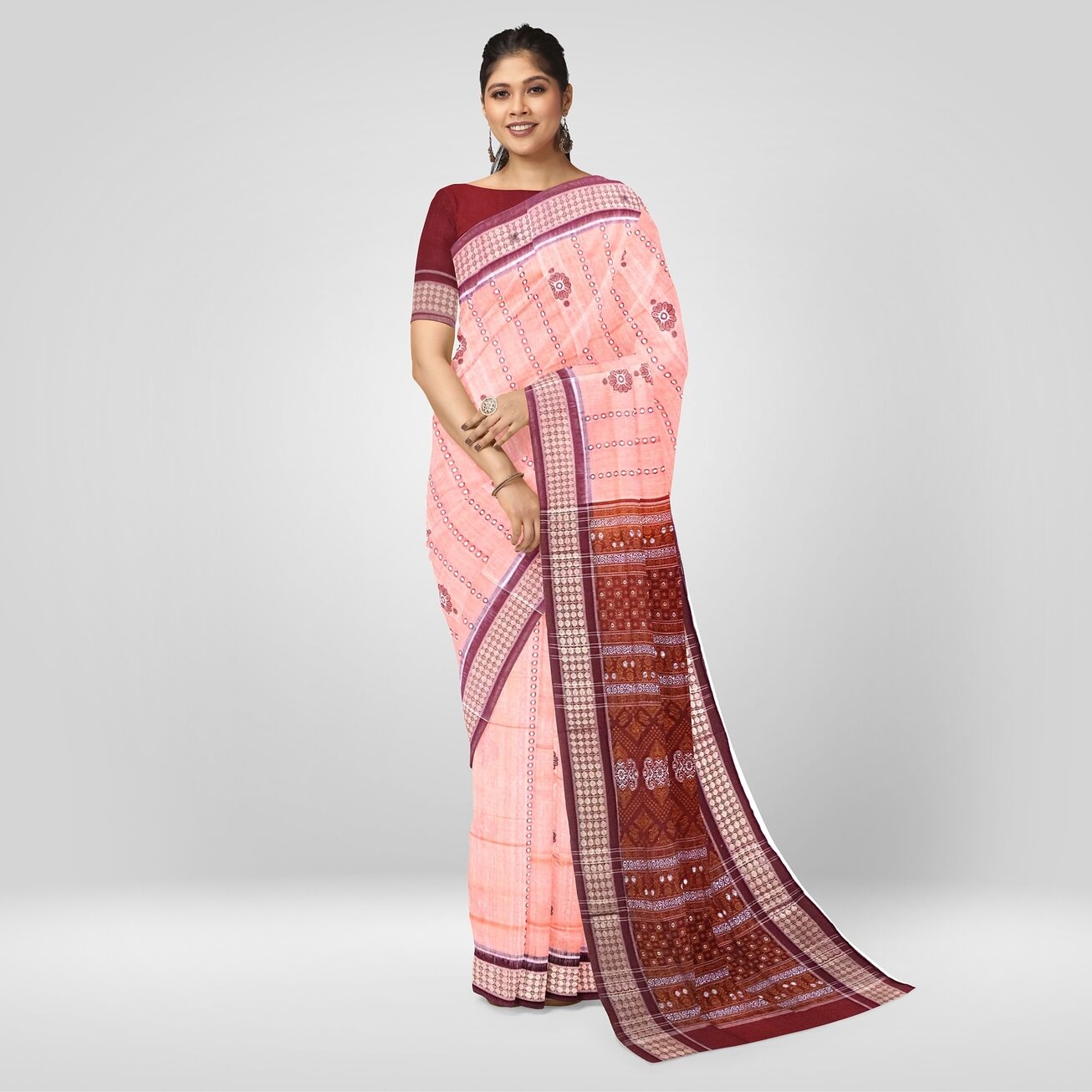 Modern Design Bomkai Cotton Saree - Utkalika Odisha