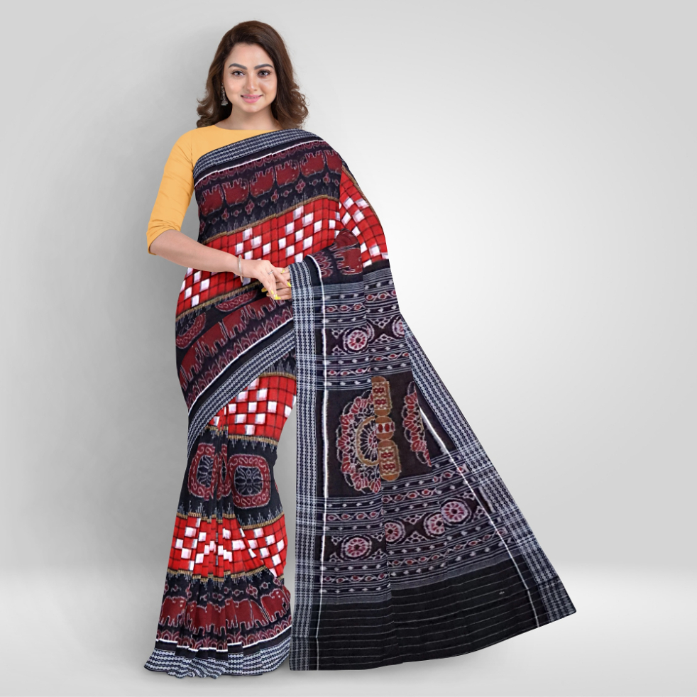 New Pasapalli Elephant Design Sambalpuri Cotton Saree - Utkalika Odisha